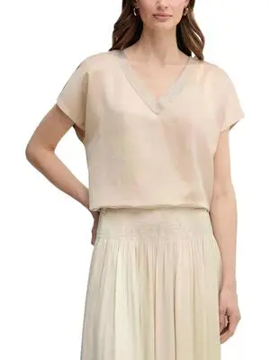 MARC AUREL Embellished V-neck Top - Neutrals