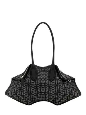 Alexander McQueen Manta Studded Leather Shoulder Bag - Black