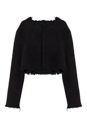 JIL SANDER Frayed Cardigan - Black