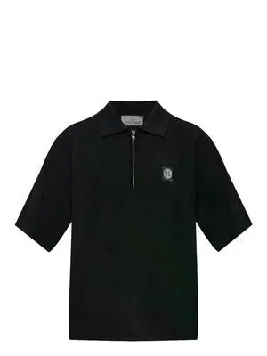 Stone Island Zip-up Polo Shirt - Black