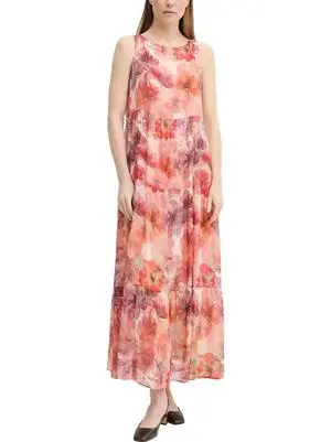 MARC AUREL Floral Print Tiered Maxi Dress - Pink
