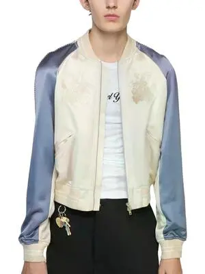 Acne Studios Logo-embroidered Bomber Jacket - Neutrals