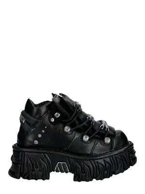 NEW ROCK Lace-up Platform Sneakers - Black