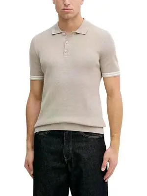 JOOP! Ribbed Short Sleeve Polo Shirt - Neutrals