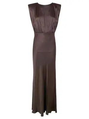 SEMICOUTURE Casilda Pleated Maxi Dress - Brown