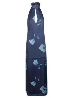 MAR DE MARGARITAS Floral Halterneck Dress - Blue