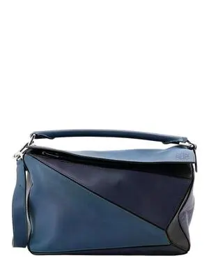 Loewe Puzzle Bag Leather Medium Shoulder Bag - Blue