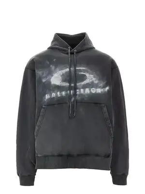 Balenciaga Hooded Graphic Sweatshirt - Black