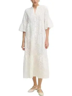 MARC AUREL Floral Flared-sleeve Dress - White