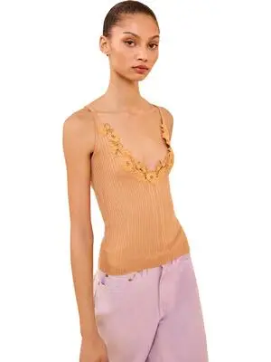 Ulla Johnson Ainsley Knit Camisole With Lace - Pecan