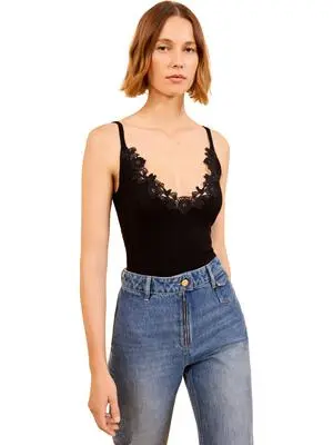Ulla Johnson Ainsley Knit Camisole With Lace - Noir