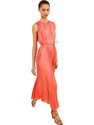 Ulla Johnson Fianna Pleated Midi Dress - Coral
