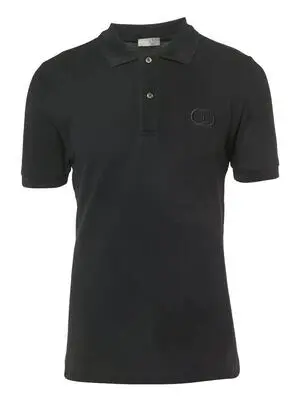 Dior Tonal-logo-embroidered Polo Shirt - Black