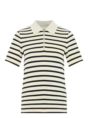 JIL SANDER Striped Zip-up Polo Top - Neutrals