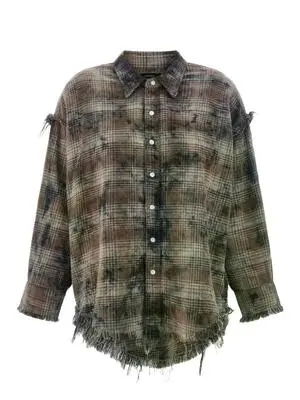 R13 Checked Fringed Shirt - Brown