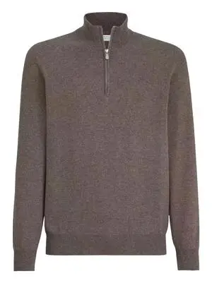 Brunello Cucinelli Half-zip Cashmere Sweater - Brown