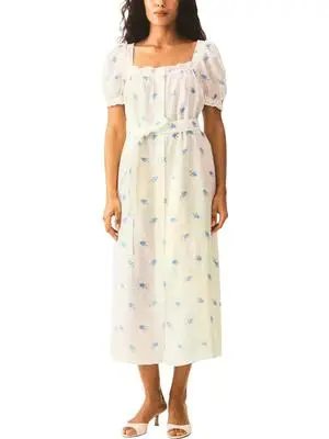 Sleeper Floral Linen Dress - White