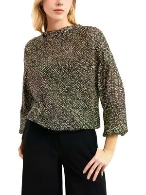 GEMY MAALOUF Round Neck Blouse - Gold