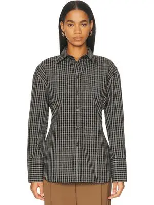 RÓHE Shaped Check Shirt - Black & Brown Check