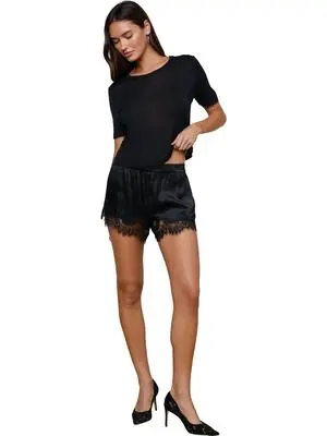 L'Agence Joy Silk Lace Short - Black