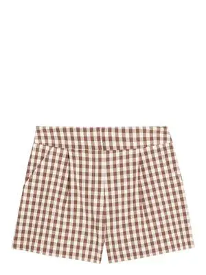Veronica Beard Haina Gingham Cotton-blend Seersucker Shorts - Chocolate