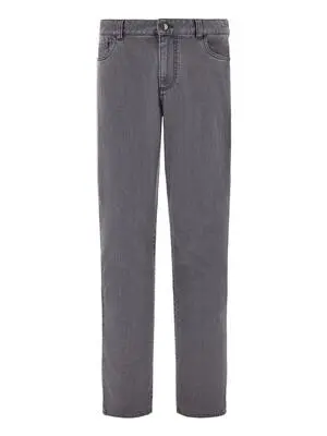 Canali Levante Regular Fit Five-pocket Denim Pants - Grey