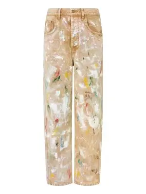 Moschino Paint-splatter Trousers - Neutrals