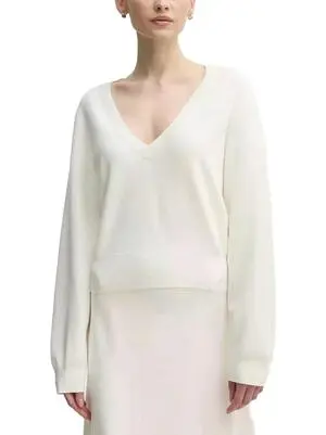 OUI V-neck Long-sleeve Sweater - White