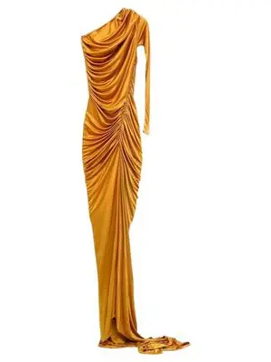 Atlein Draped One-shoulder Gown - Orange