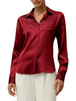 Lilysilk Elegant Silhouette Silk Shirt - Claret