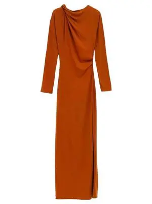 Atlein Draped Dress - Brown