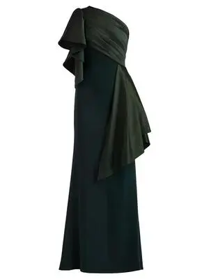 Tadashi Shoji Ruffled One-shoulder Maxi Dress - Green