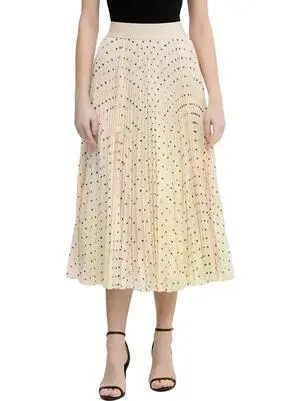 JOOP! Salma Polka-dot Pleated Midi Skirt - Neutrals