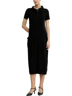 Joseph Ribkoff Short-sleeve Cowl-neck Midi Dress - Black