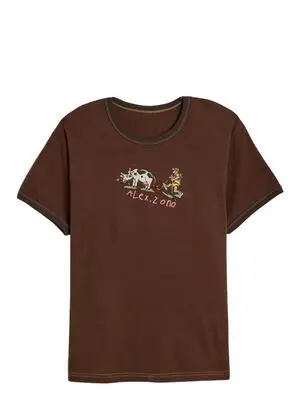 ALEX ZONO Ringer T-shirt - Brown