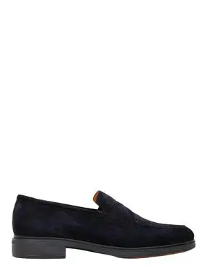 Santoni Block-heel Suede Loafers - Blue