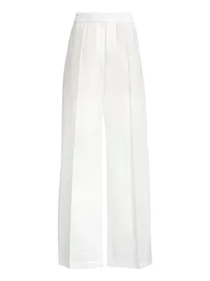 Brunello Cucinelli Techno Cotton Poplin Loose Track Trousers - White