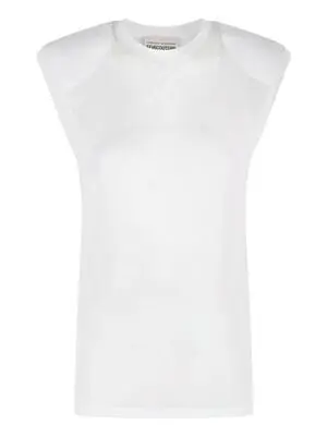 SEMICOUTURE Crew-neck T-shirt With Padded Shoulders - White