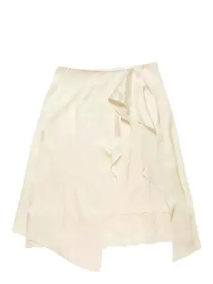 Acne Studios Draped Midi Skirt With Lace Detail - Neutrals