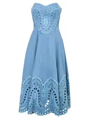 Charo Ruiz Ibiza Marlin Eyelet Midi Dress - Blue