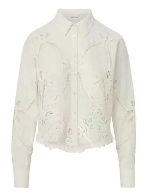 Veronica Beard Aderes Embroidered Lace Shirt - White