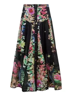 CHARO RUIZ IBIZA Floral-Print Buttoned Maxi Skirt