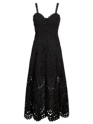 Charo Ruiz Ibiza Solace Eyelet Midi Dress - Black