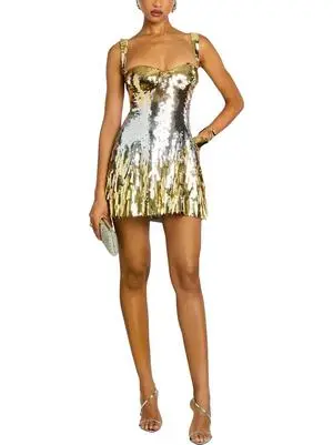 Retrofete Brianka Sequin Mini Dress - Gold