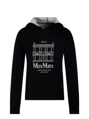 Max Mara Embroidered Logo Hoodie - Black