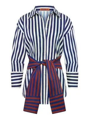 SIMONMILLER Striped Long-sleeve Shirt With Belt - Blue