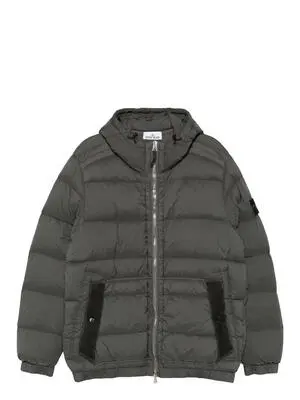 Stone Island Padded Down Jacket With Hood - Grey