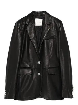 Tagliatore Leather Blazer - Black