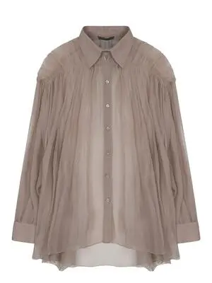 Alberta Ferretti Silk Button-up Shirt - Beige