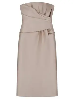 Alberta Ferretti Midi Dress With Draped Detailing - Beige